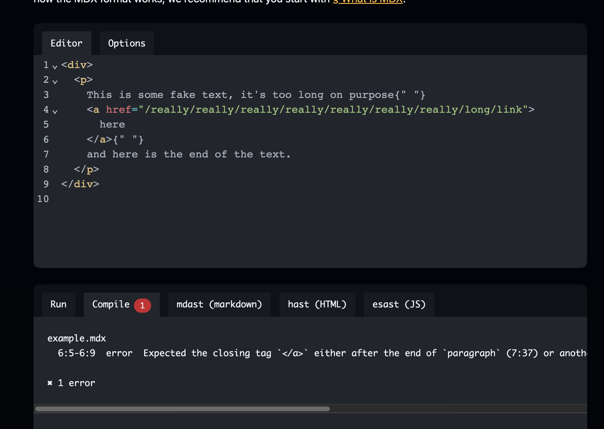 When Text Nodes are used on the same line as a closing tag, it crashes MDX · Issue #2212 · mdx ...