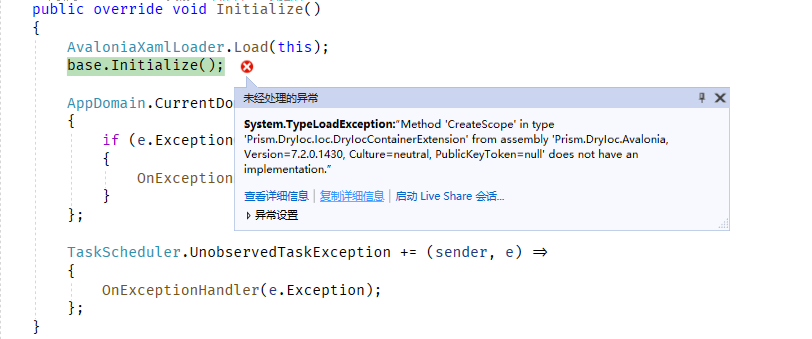 Update to version 7.2.0.1430 failed to start · Issue #6 · AvaloniaCommunity/Prism.Avalonia · GitHub