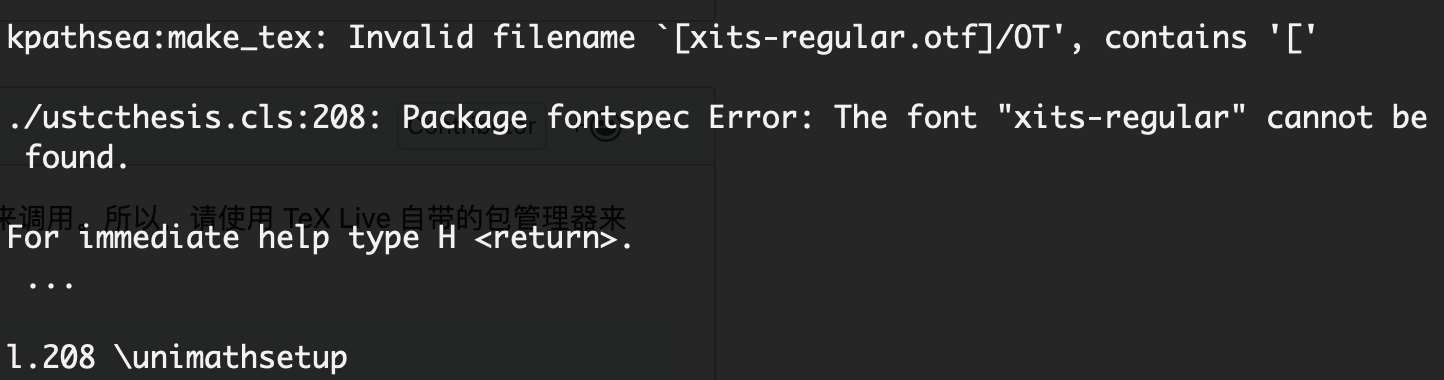 The font "xits-regular" cannot be found · Issue #236 · ustctug/ustcthesis · GitHub