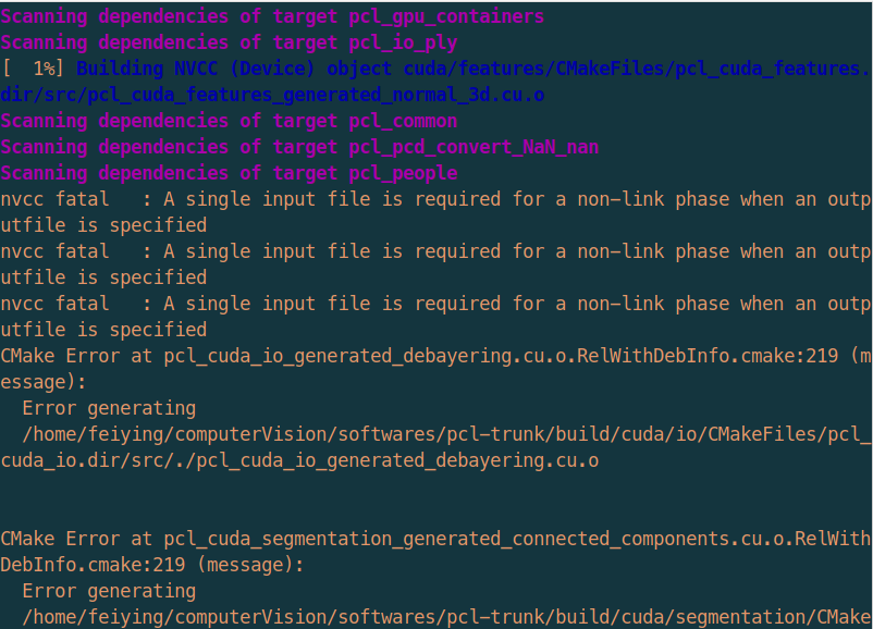 Failed to build pcl-trunk + kinfu with cuda support · Issue #3453 · PointCloudLibrary/pcl · GitHub
