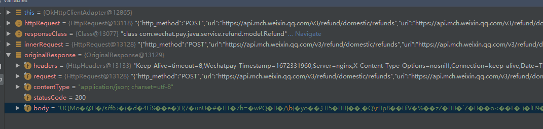 RefundService 调用create退款成功，但是解析返回数据报错 Validate response failed,the WechatPay signature is ...