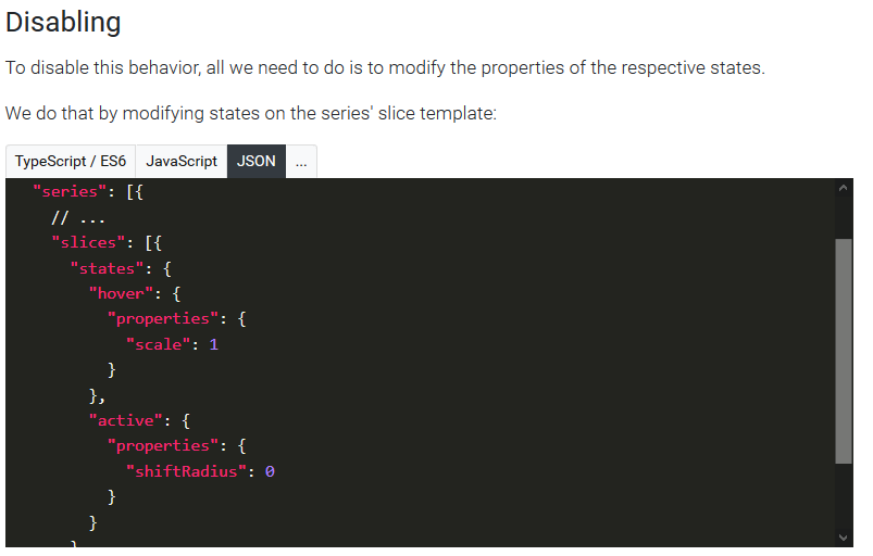 How to prevent pull out effect when clicking on pie chart slice using JSON config ? · Issue ...