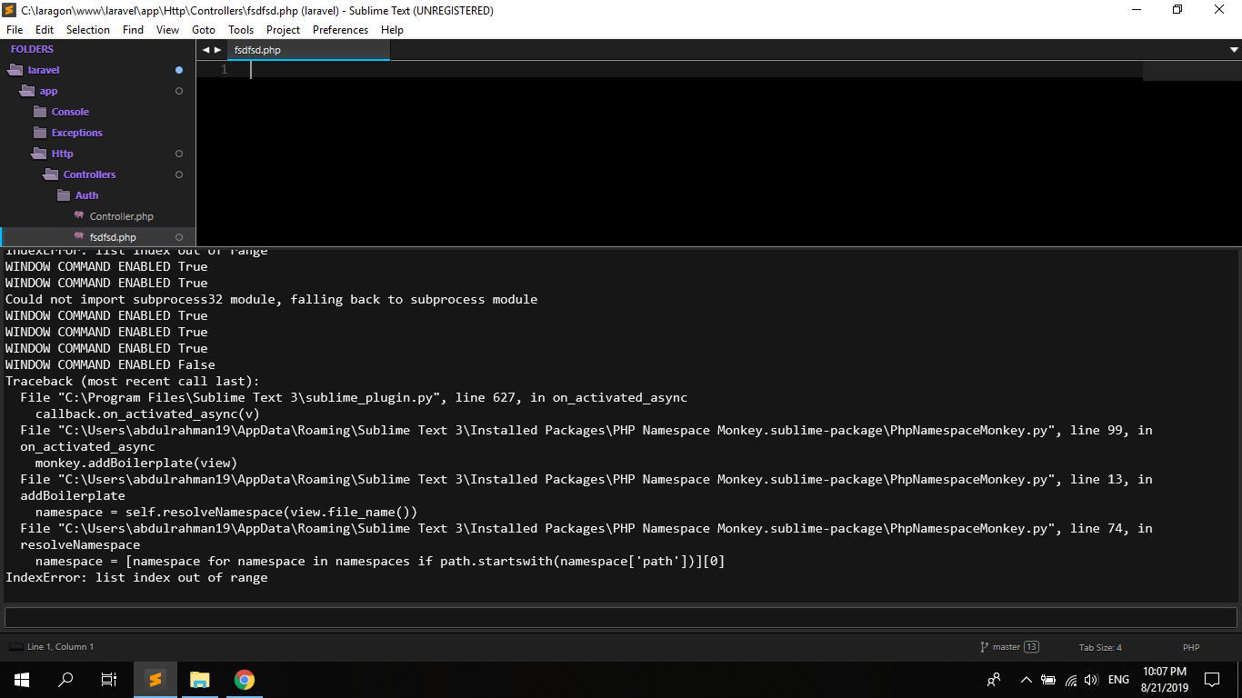 Plugin not working on Win 10 · Issue #2 · underground-works/sublime-php-namespace-monkey · GitHub