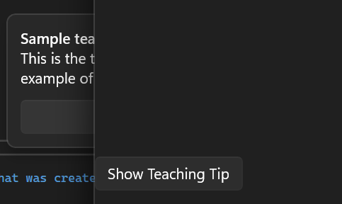 Teaching Tip shows up behind window when open by default and ShouldConstrainToRootBounds is ...