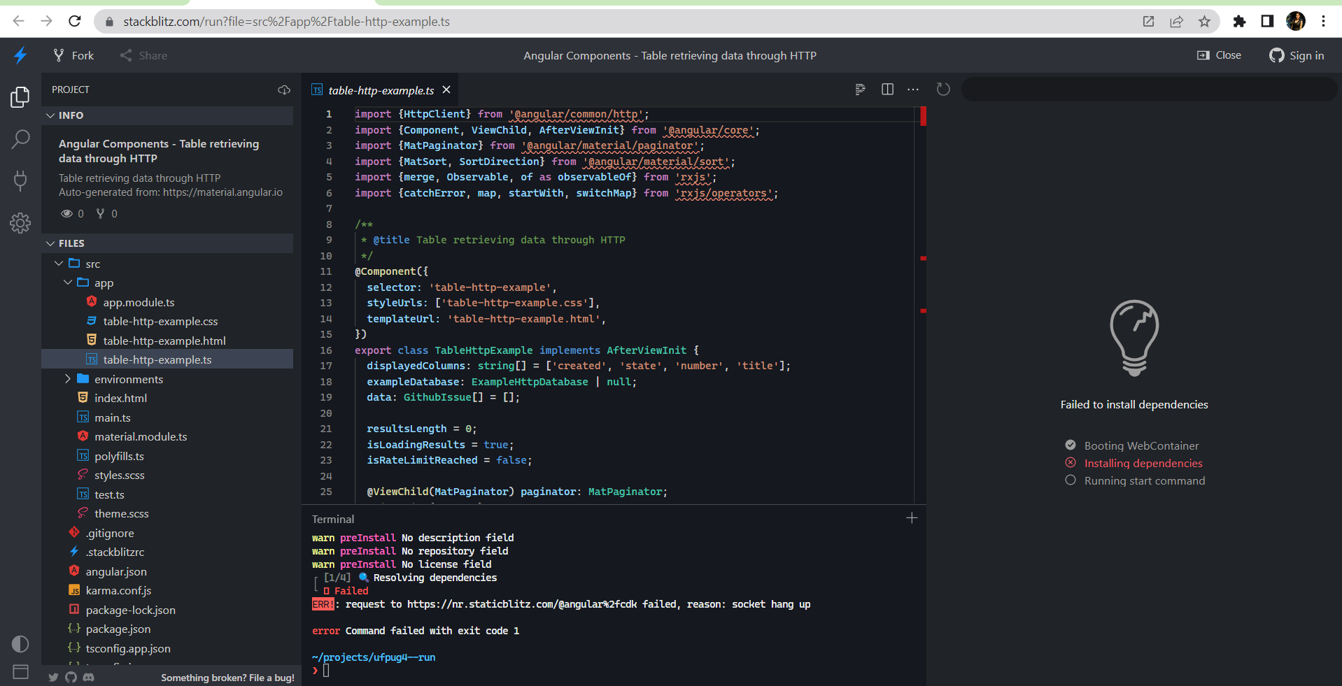Socket hang up error when running stackblitz in Chrome · Issue #883 · stackblitz/webcontainer ...