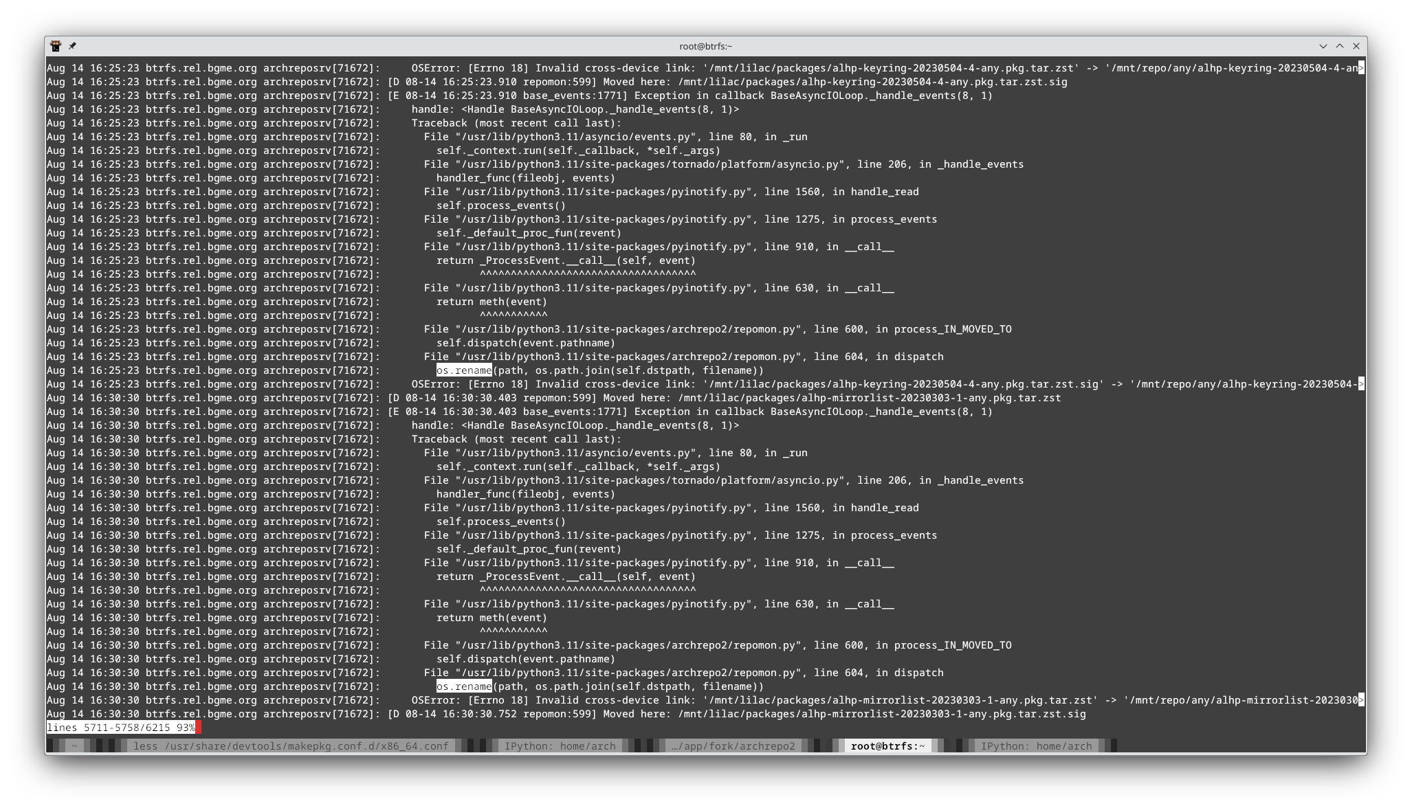 spool-directory 与 path 位于不同文件系统时移动文件出错 · Issue #8 · lilydjwg/archrepo2 · GitHub