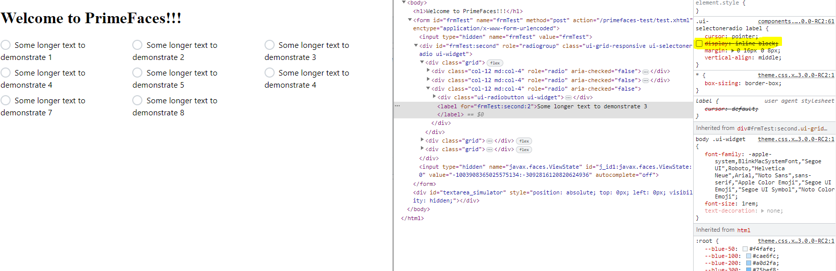 SelectOneRadio: with flex layout - align of radio and label with longer texts · Issue #10318 ...