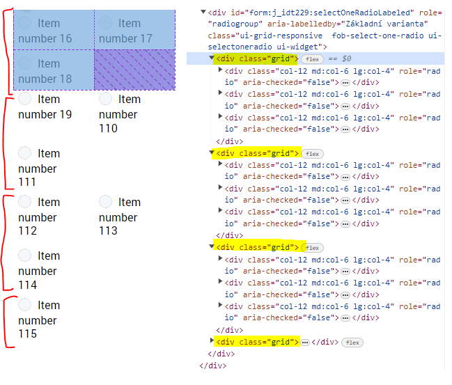 SelectOneRadio: flex layout - multiple grids · Issue #10712 · primefaces/primefaces · GitHub
