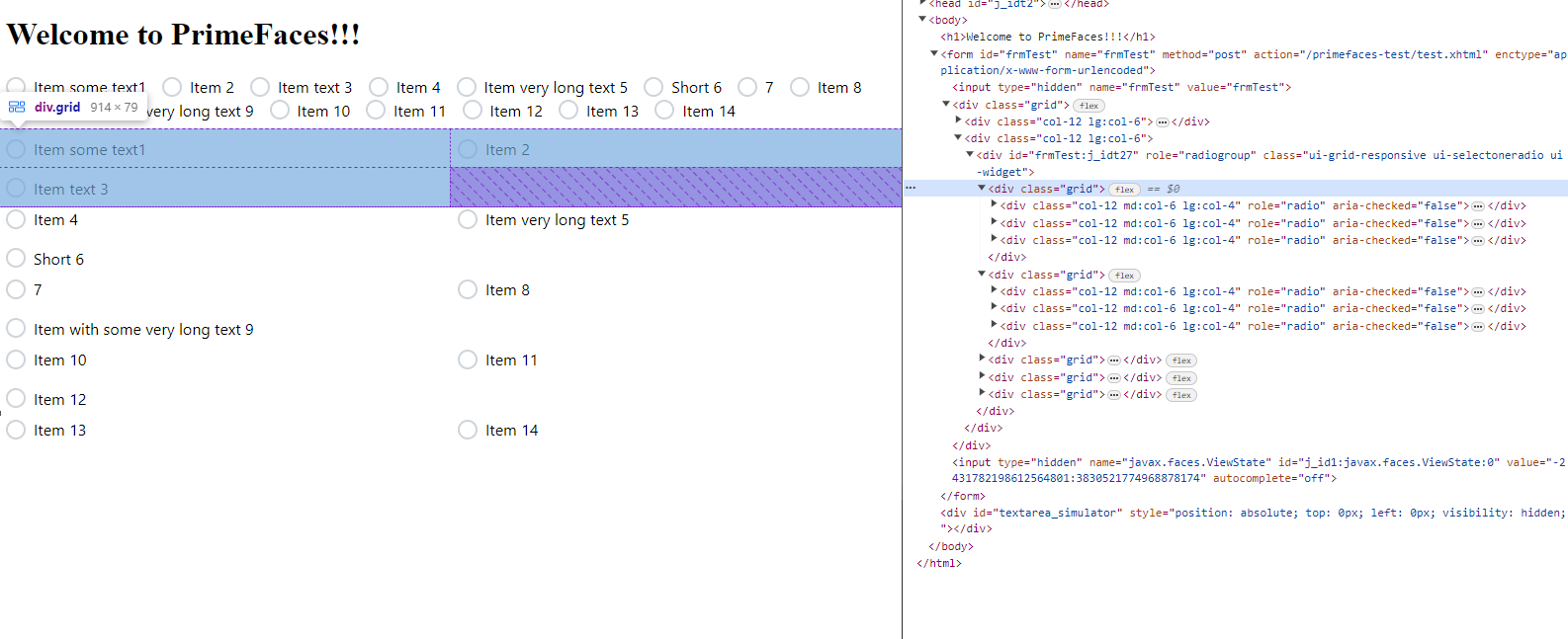 SelectOneRadio: flex layout - multiple grids · Issue #10712 · primefaces/primefaces · GitHub