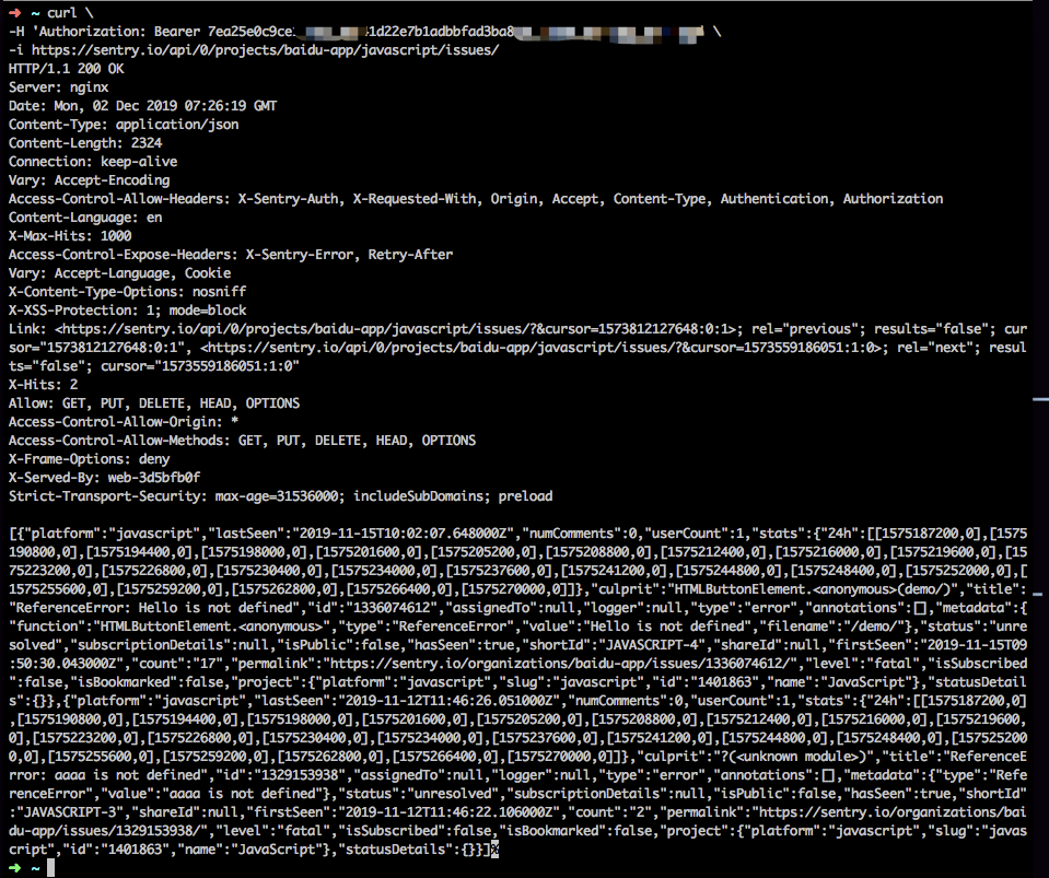 Can Not Get Data From Api · Issue 15881 · Getsentrysentry · Github