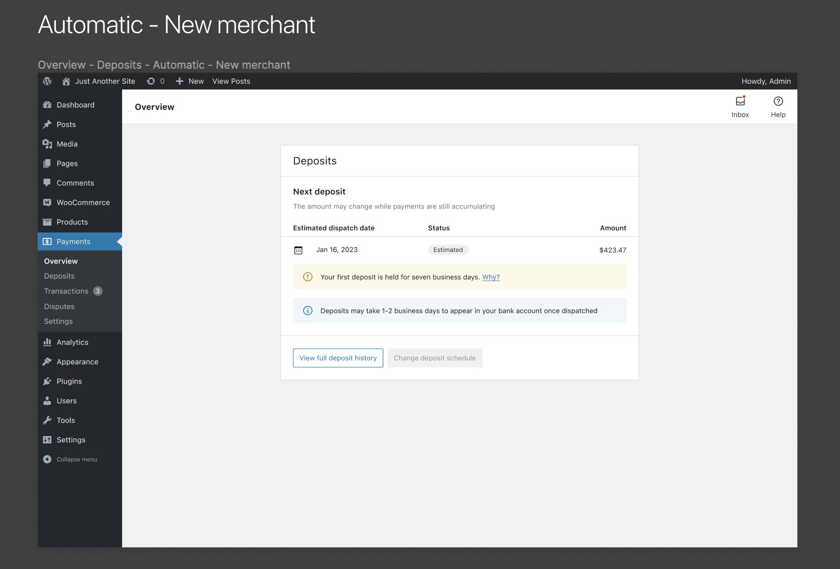 Simplify deposits UI - Don't show deposits history heading for new accounts that have no ...