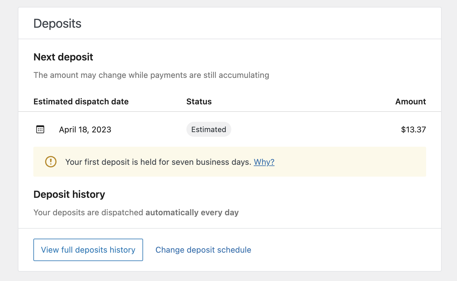Simplify deposits UI - Don't show deposits history heading for new accounts that have no ...