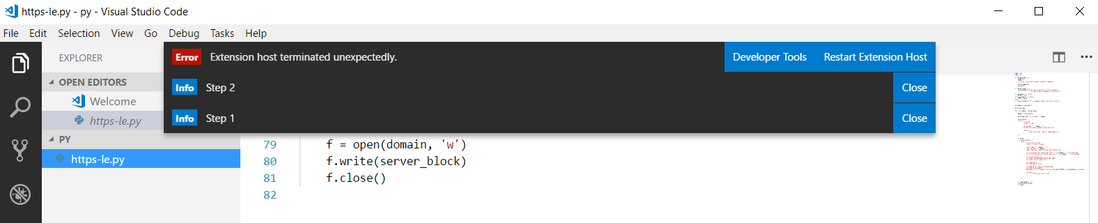 Extension Host Terminated Unexpectedly · Issue 342 · Microsoftvscode Python · Github 2753