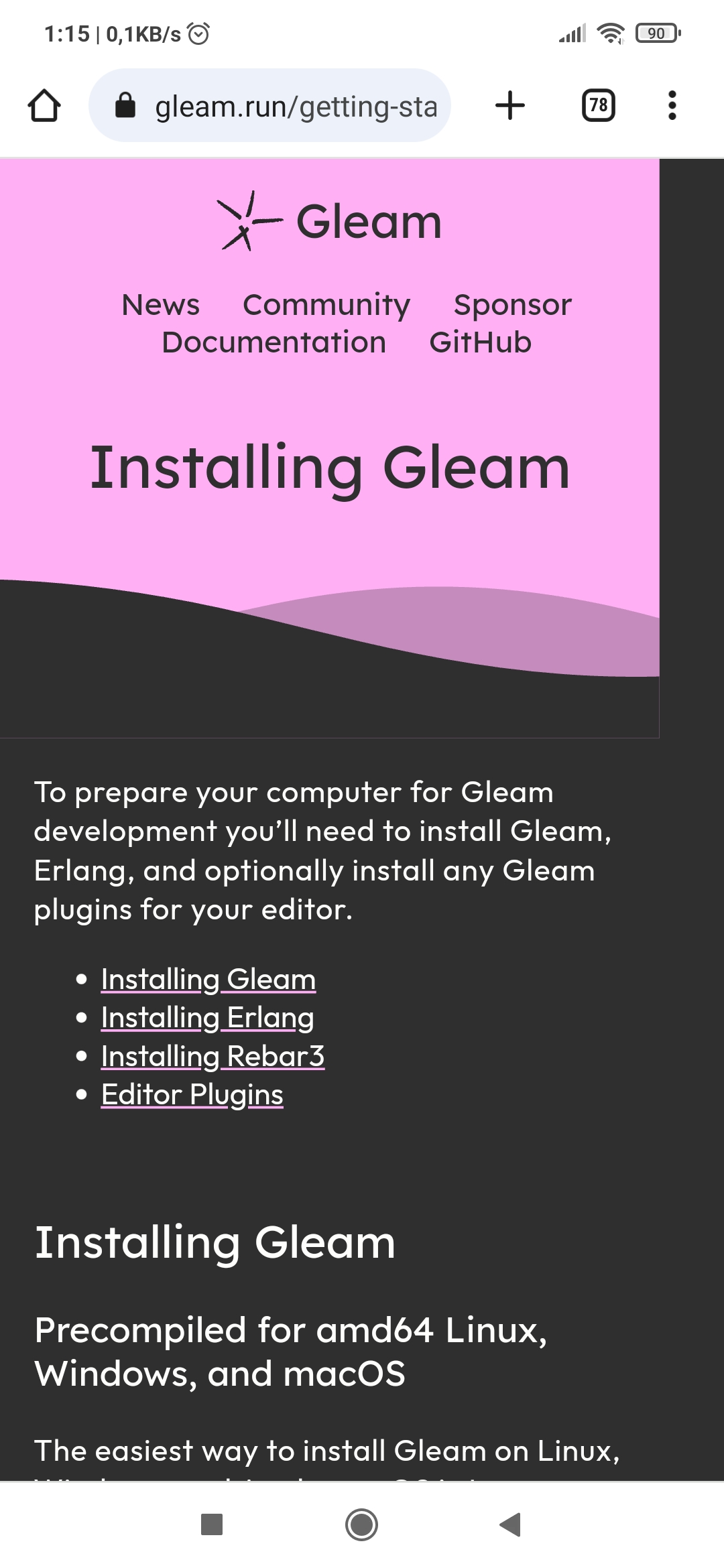 Installation page is broken on mobile · Issue #259 · gleam-lang/website ...