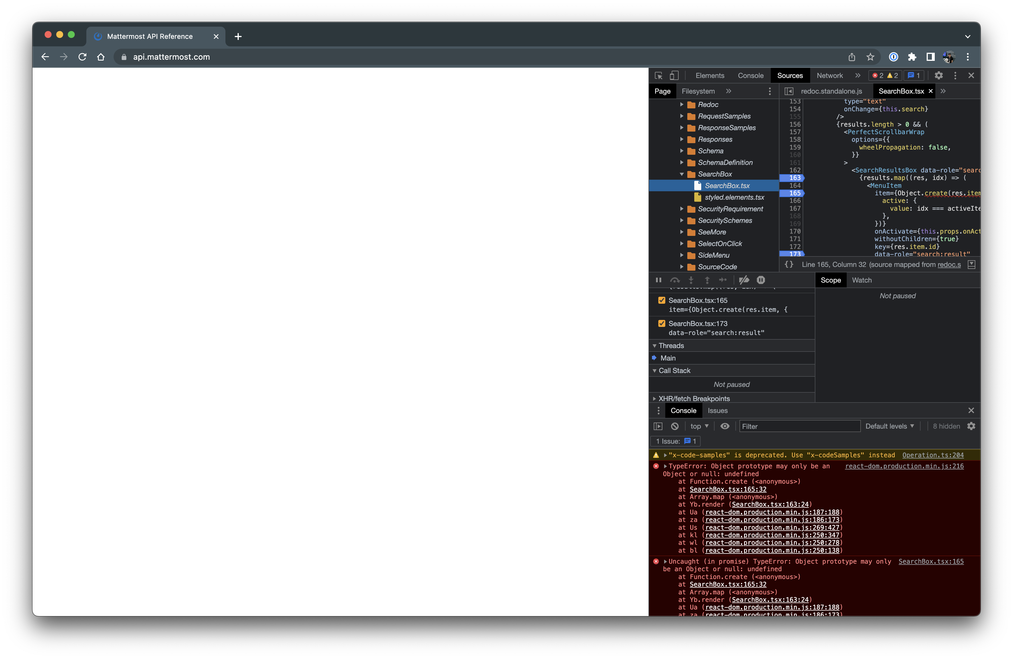 Search fails on api.mattermost.com · Issue #709 · mattermost/mattermost-api-reference · GitHub