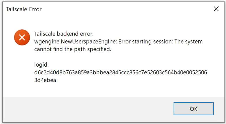 windows: wgengine.NewUserspaceEngine: InterfaceFromIndexEx() - interface with specified LUID not ...
