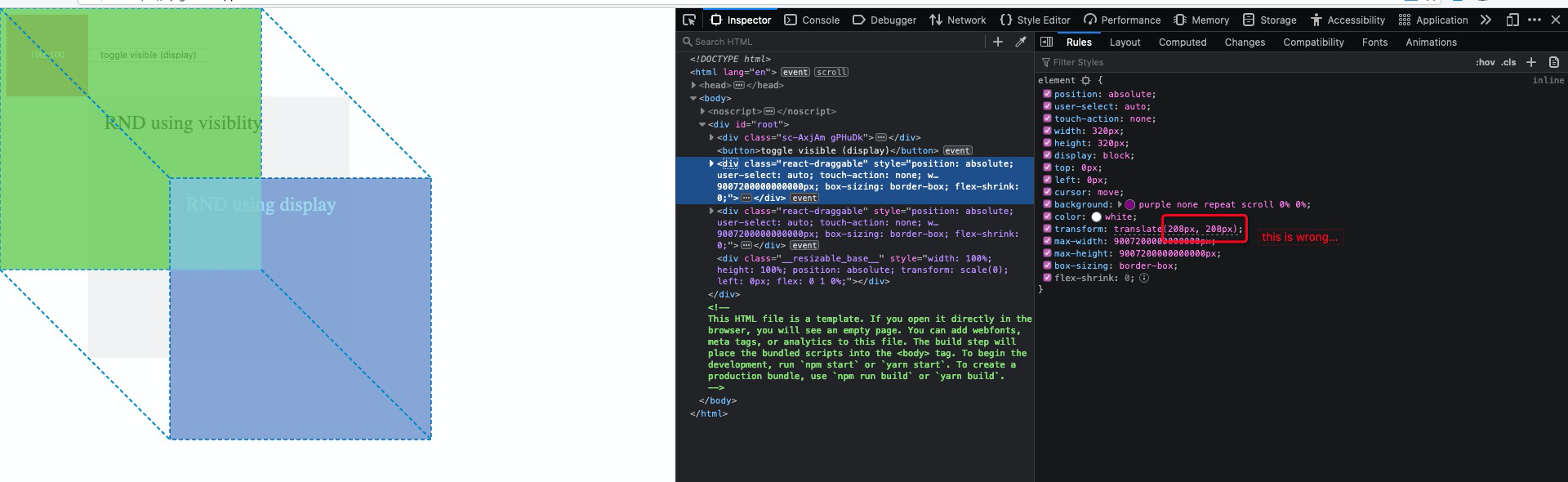 display none will affect transform x and y permanently · Issue #711 · bokuweb/react-rnd · GitHub