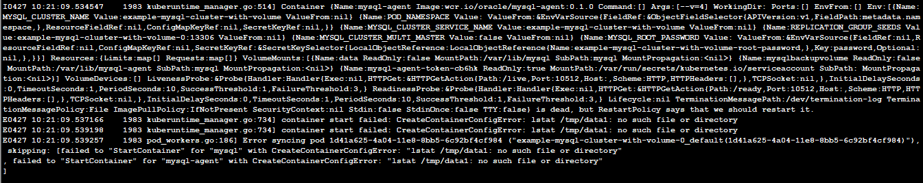 Create a cluster with a persistent volume failed · Issue #88 · oracle/mysql-operator · GitHub