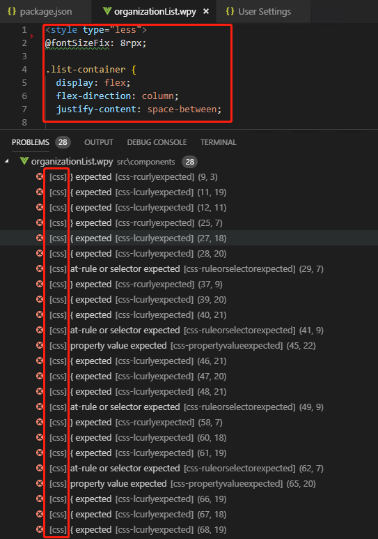 使用VSCode 打开的时候提示很多css相关错误 · Issue #1929 · Tencent/wepy · GitHub