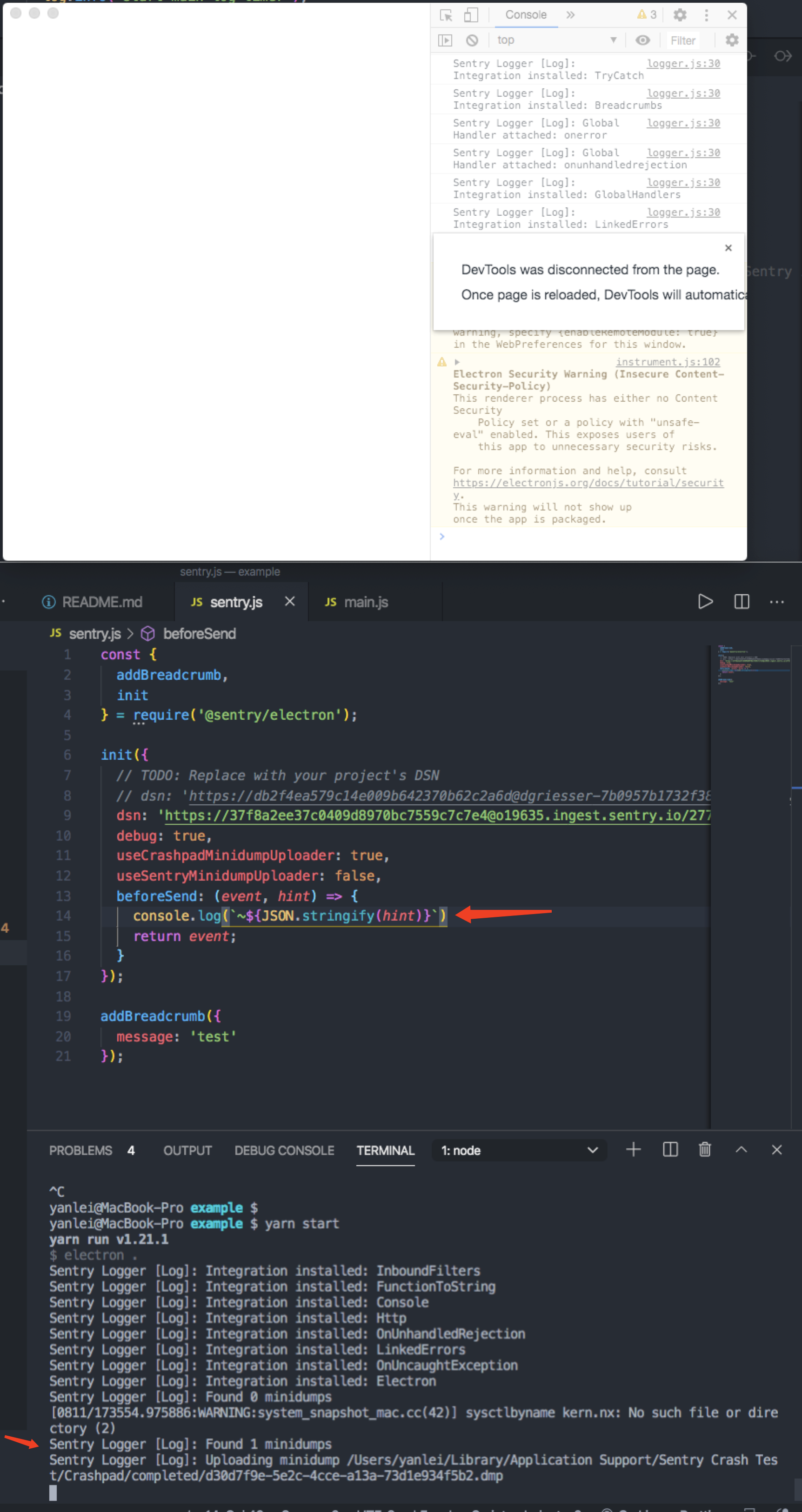 BeforeSend not tirgger when process crash · Issue #249 · getsentry/sentry-electron · GitHub