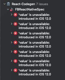 Example project does not compile - `FBReactNativeSpec.h:2216:46 'value' is unavailable ...