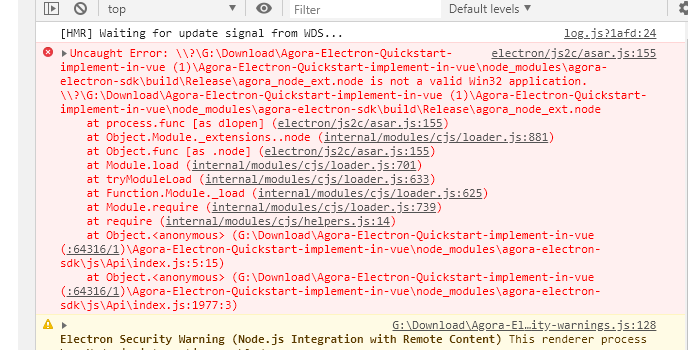 卡住了 集成sdk报错 · Issue #18 · AgoraIO-Community/Agora-Electron-Quickstart · GitHub