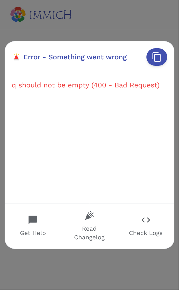 [BUG] 400 error in search when only typing m: · Issue #2256 · immich-app/immich · GitHub