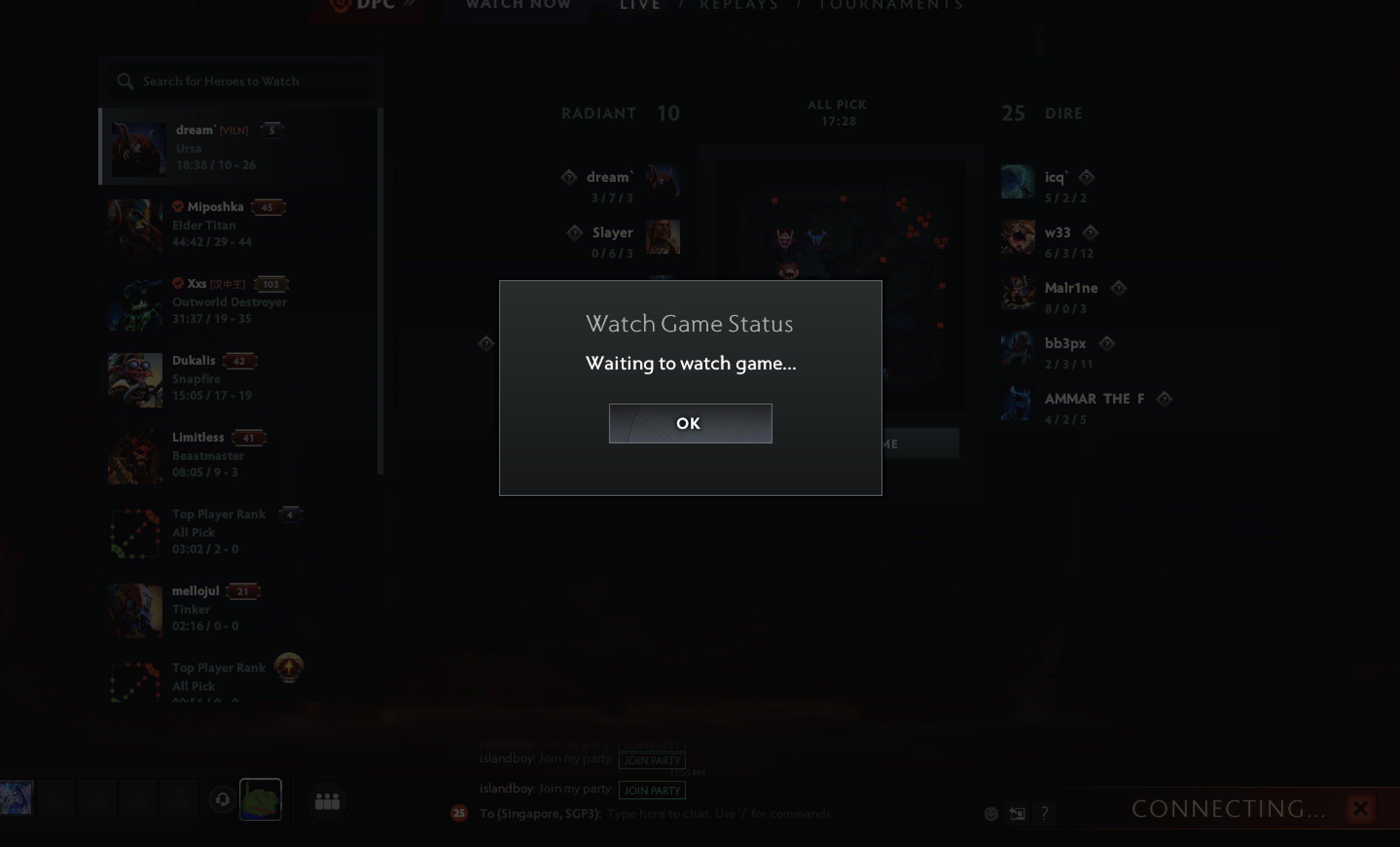 Bugs 7.32c Cannot find match right after click green button "PLAY DOTA" · Issue #3707 ...