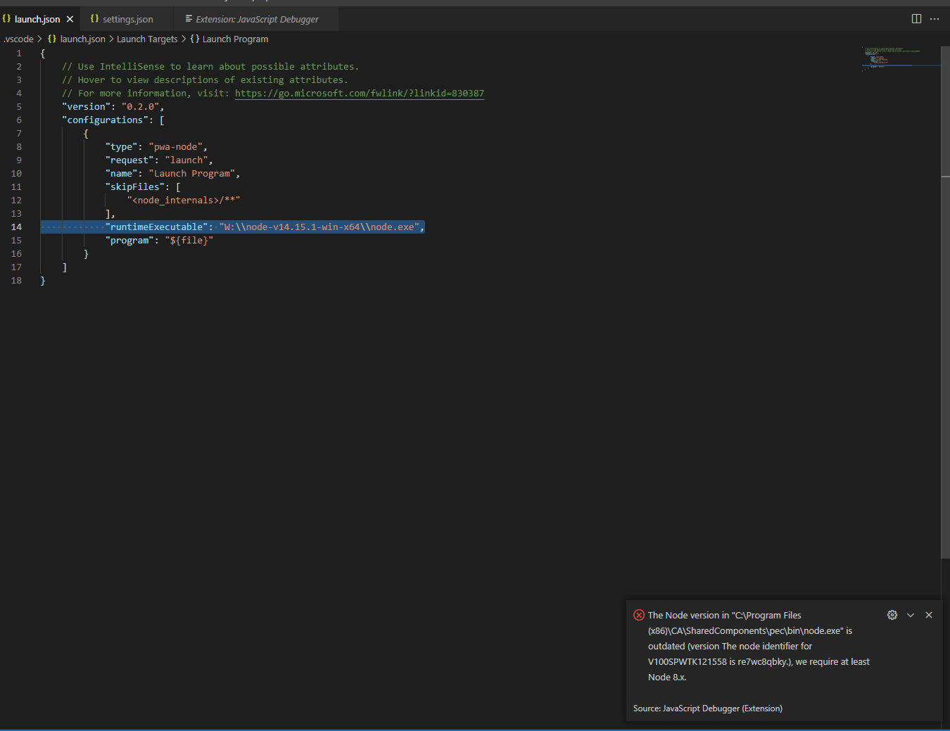 debug.javascript.defaultRuntimeExecutable seems not to be used · Issue #1108 · microsoft/vscode ...