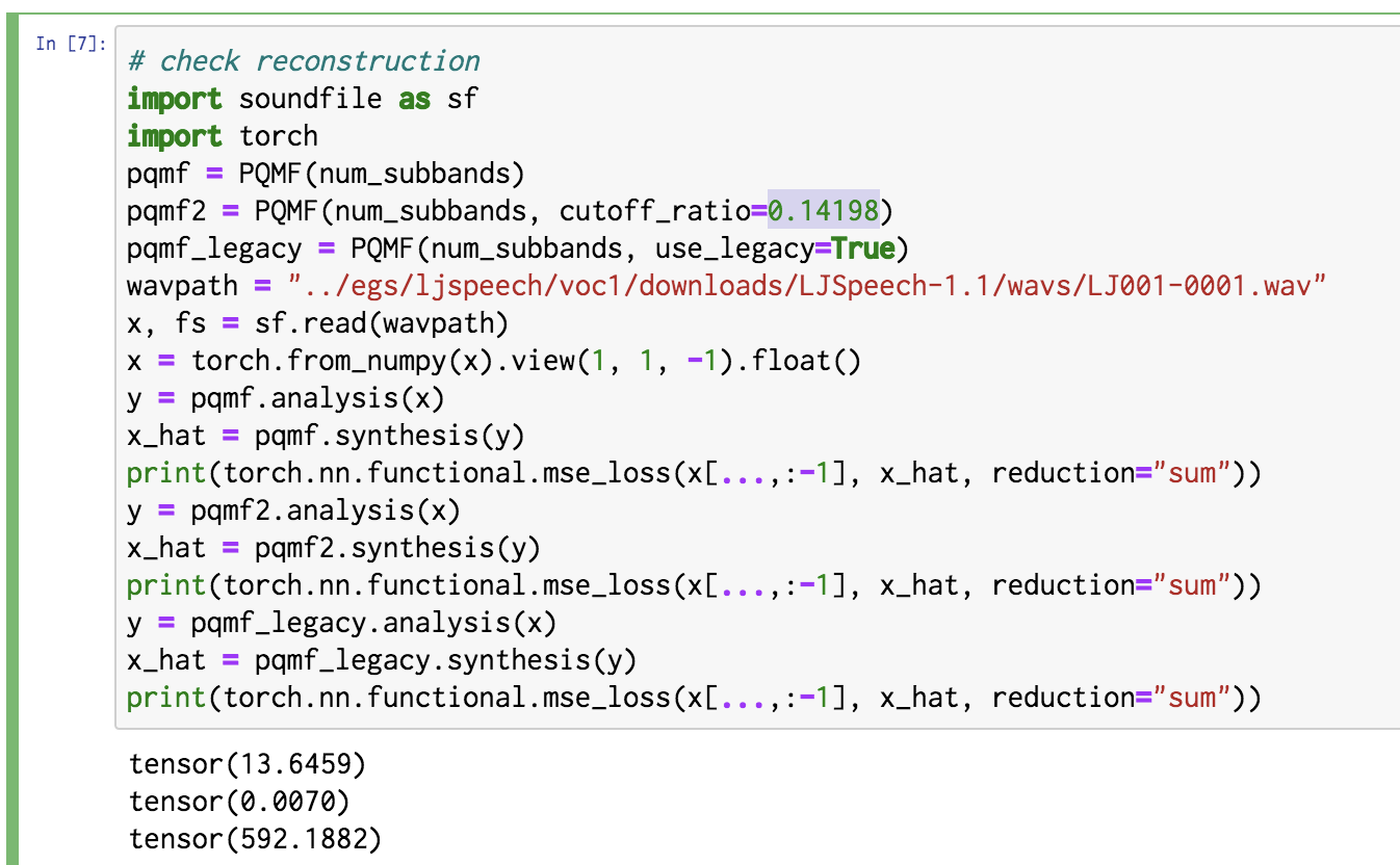 The large error for PQMF analysis and synthesis. · Issue #195 · kan ...