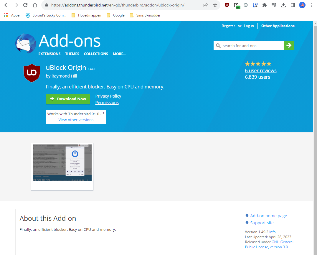 The Thunderbird Addons page for uBO is still on v1.49.2 · Issue #2928 · uBlockOrigin/uBlock ...