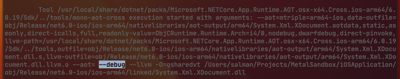 Building iOS in release mode still attaches `--debug` flag to Mono AOT compiler · Issue #88940 ...