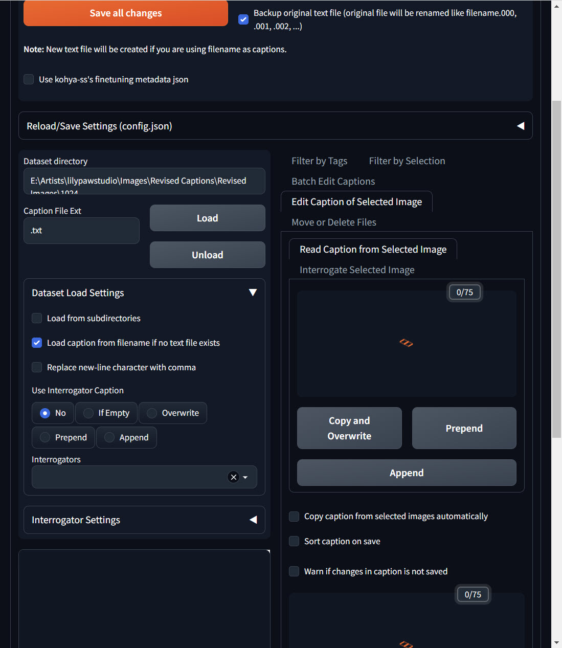 "Read caption from selected image" and "Interrogate selected image" sub tab not working. · Issue ...