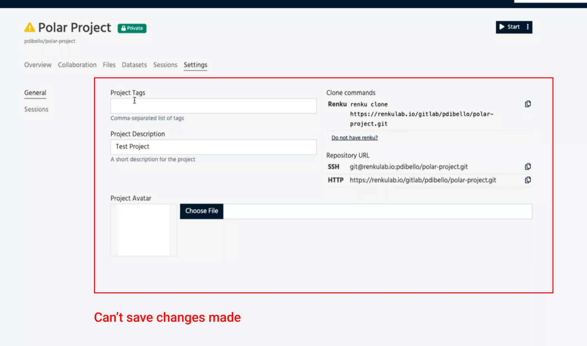 As a user editing Renku project settings, I want confirmation that my entries are saved · Issue ...