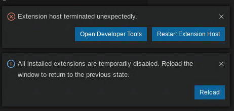 Extension host terminated unexpectedly -- also with "--disable-extensions" · Issue #88012 ...