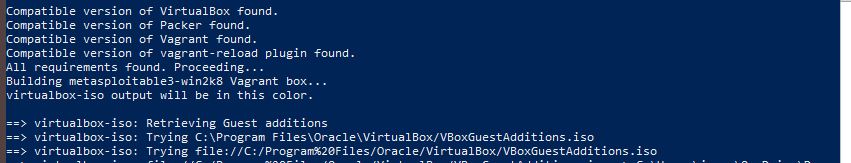 VirtualBox Metasploitable3 - Installation issue - No progress past "Progress: Downloading ...