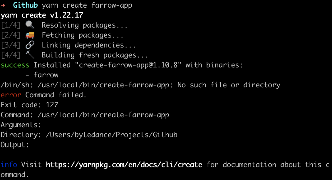 Bugfix Yarn Create Farrow App Throw Error · Issue 10 · Farrow Js 