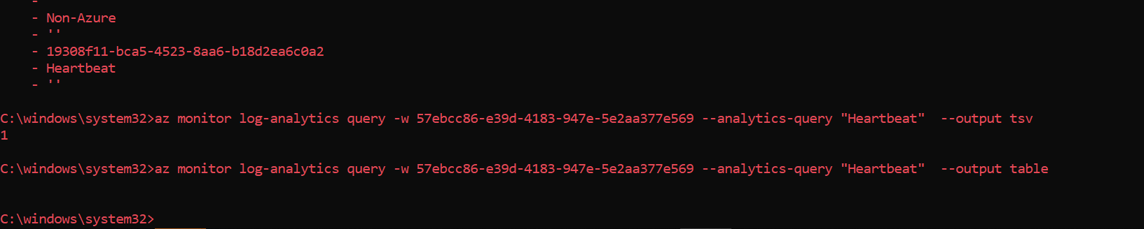 tsv and table outputs won't work with az monitor log-analytics query · Issue #936 · Azure/azure ...