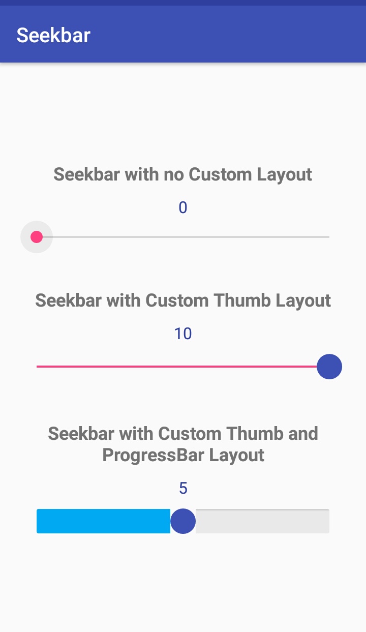 GitHub - Shivanee206/SmoothSeekbar: Customise seekbar using XML drawable resource file as per need.