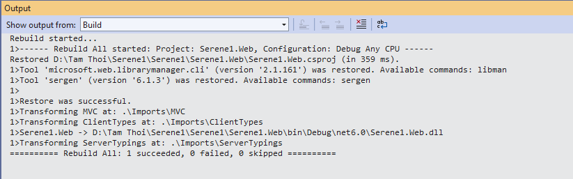 serenity template 6.0.3, sergen latest 6.1.3 does not show item on grid ...