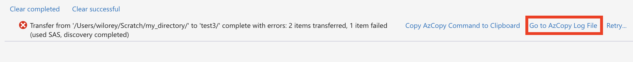 Add a "Go to log file" link for AzCopy transfers · Issue #818 · microsoft/vscode-azurestorage ...
