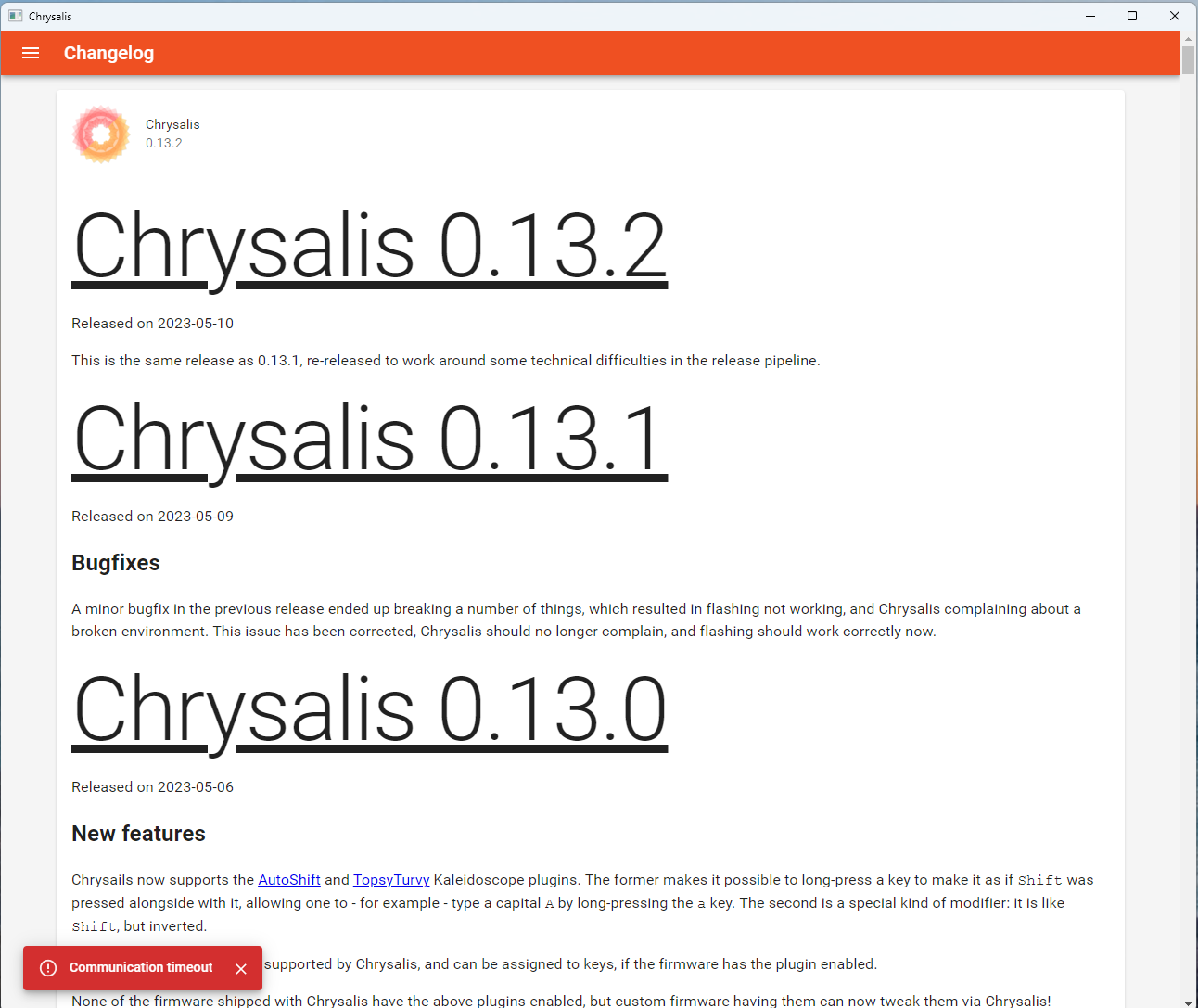 "Communication timeout" with Chrysalis(0.13.2) after recent firmware upgrade · Issue #1305 ...