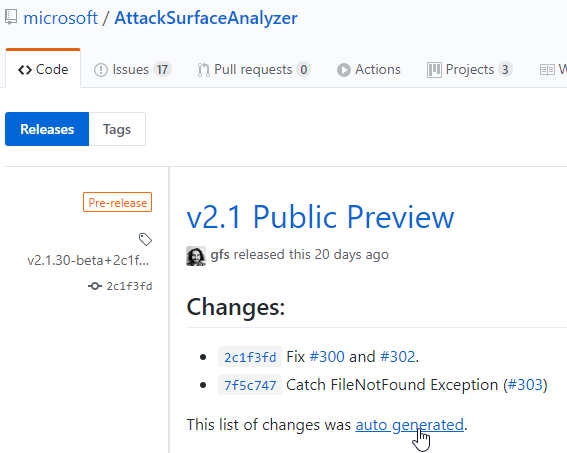 viewing 'list of changes' on GitHub 'release page', requires authentication for https ...
