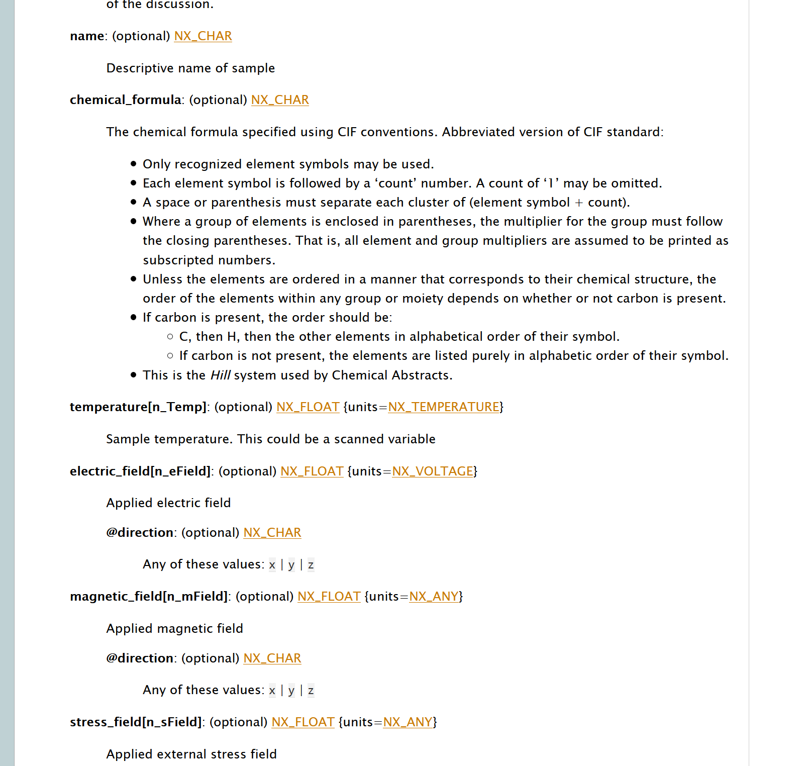 DOC BUG: NXsample field names have shape info in the manual · Issue #936 · nexusformat ...