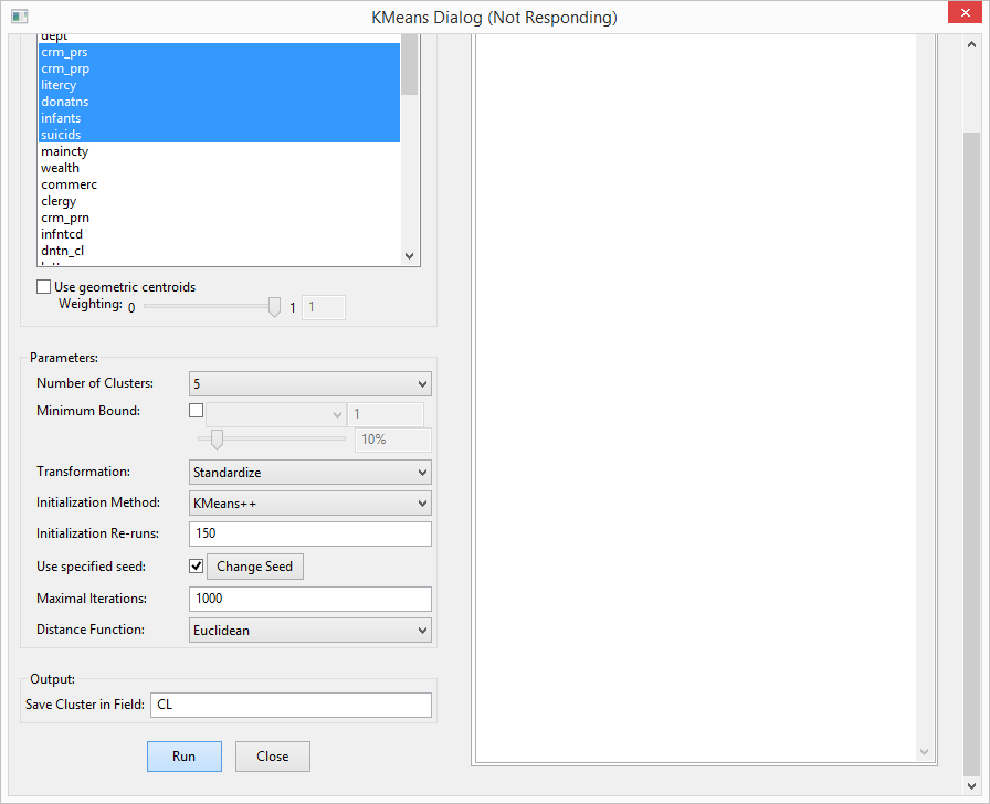 K-Means crash · Issue #1412 · GeoDaCenter/geoda · GitHub