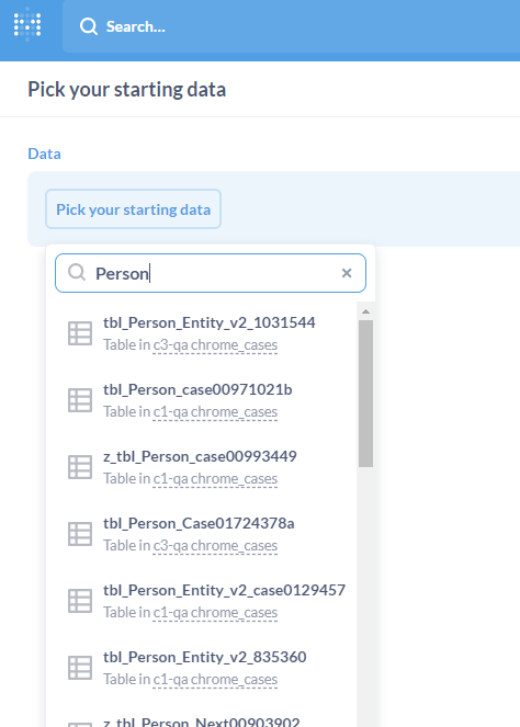 After Last Update Can No Longer Search For Tablename When Creating Question Or Table Join 