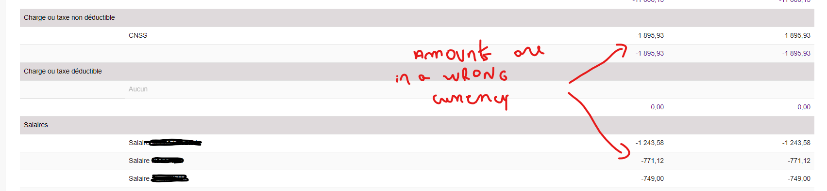 Paying Taxes Or Salary With Different Currency Report Accounting Year Result Wrong · Issue