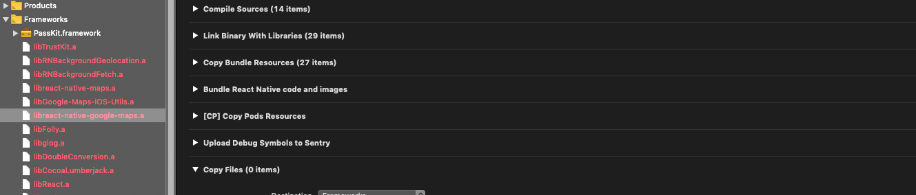 'Usabilla.framework` not available from `ReactNativeUsabilla/Frameworks ...