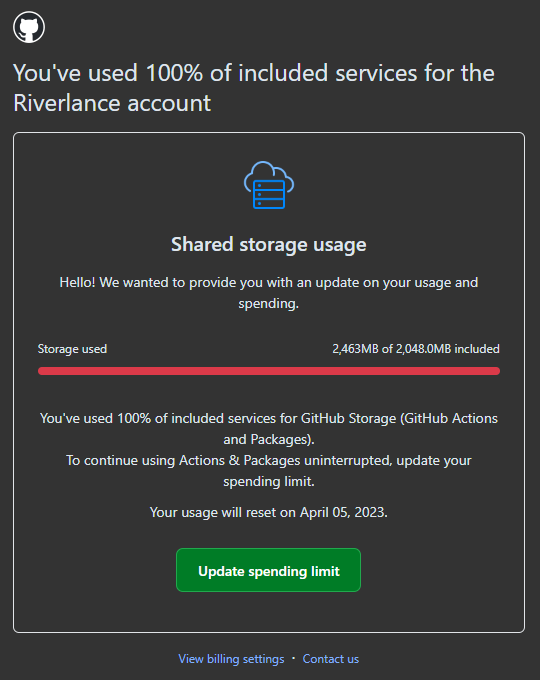 Why am I still getting "You've used 100% of included services for ...