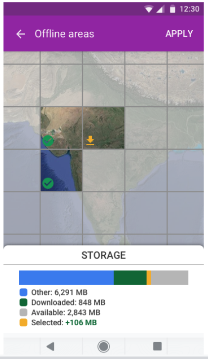 [Offline base map] Add bottom sheet to area selector with used/free ...